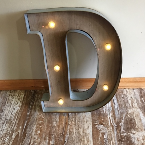 Wall Decor | Medium Size Metal Light Up Initial D Sign Hangs On Wall Or ...